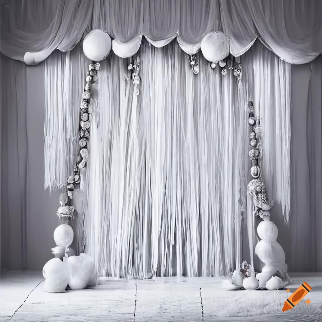 Silver tassel backdrop in a four-wall room on Craiyon