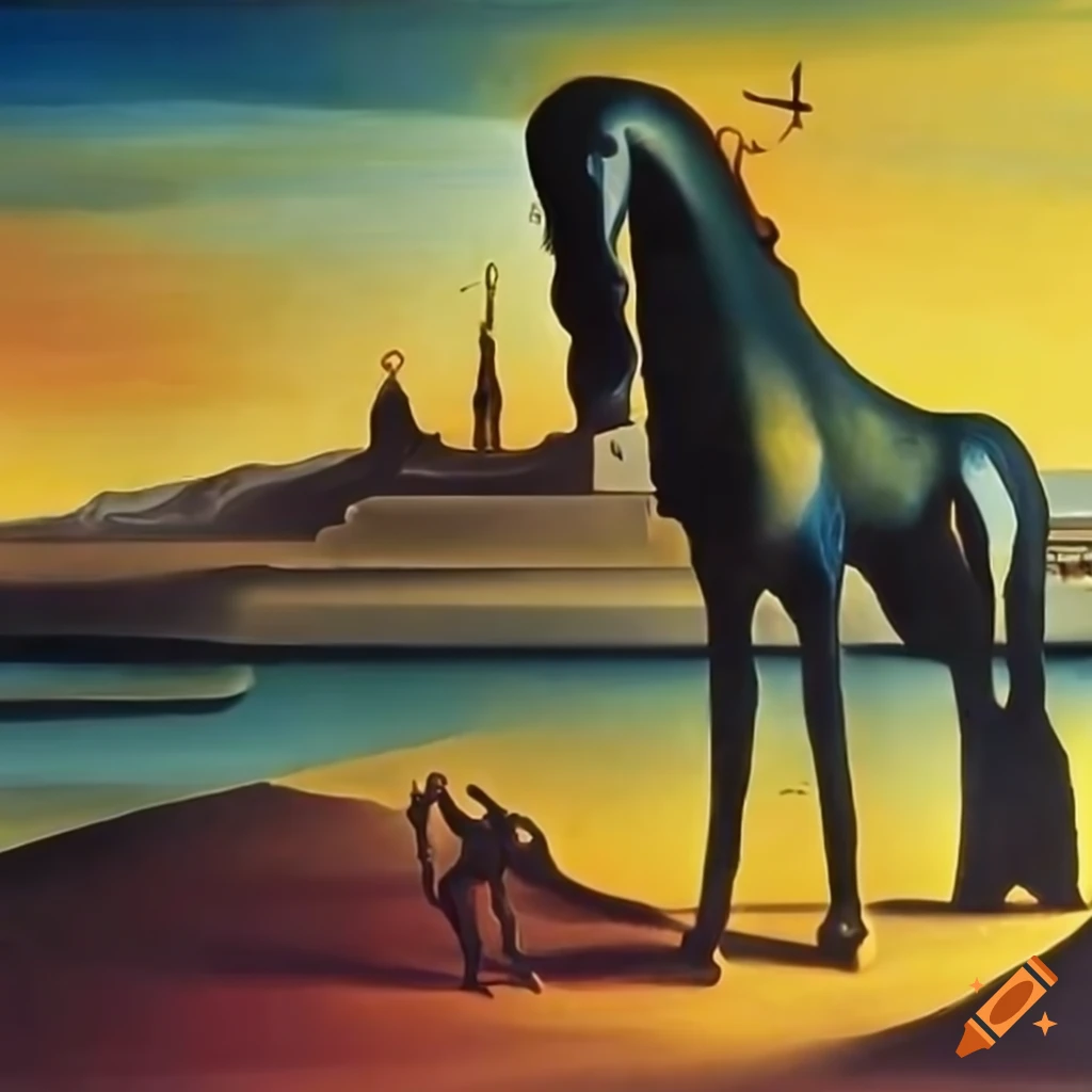 The wise horse meets the night painting by salvador dalí on Craiyon