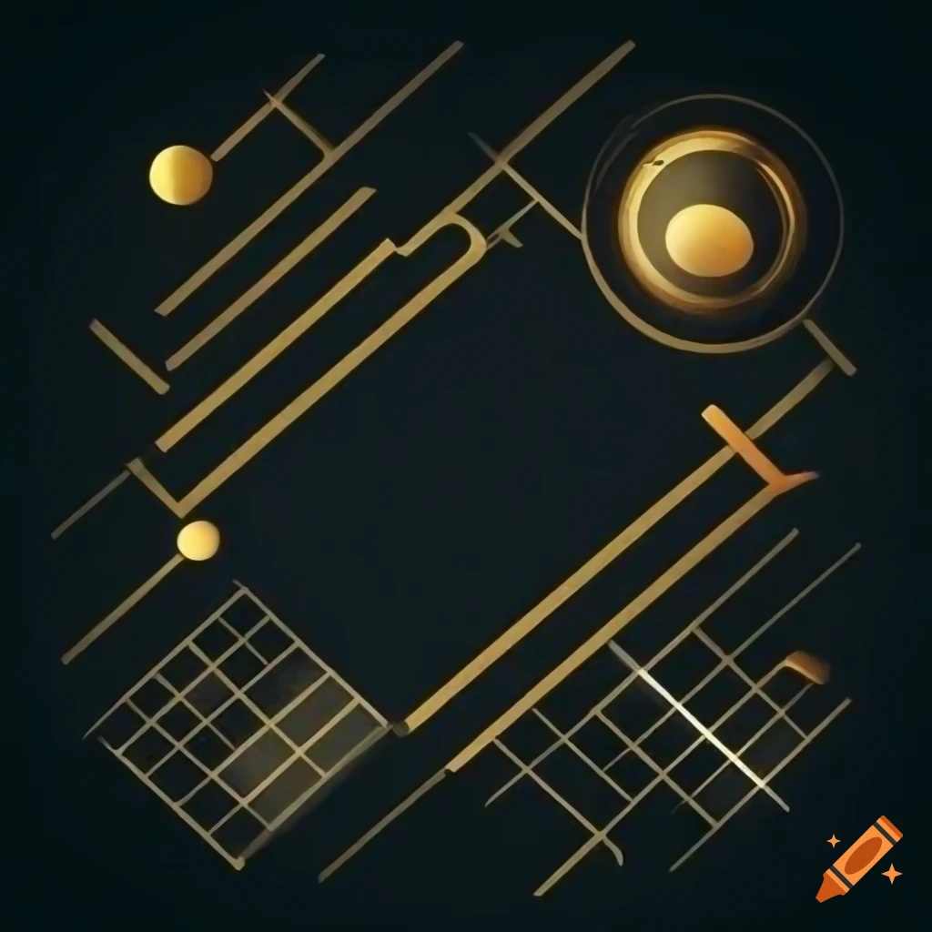 Clean and modern golden and black technology background on Craiyon