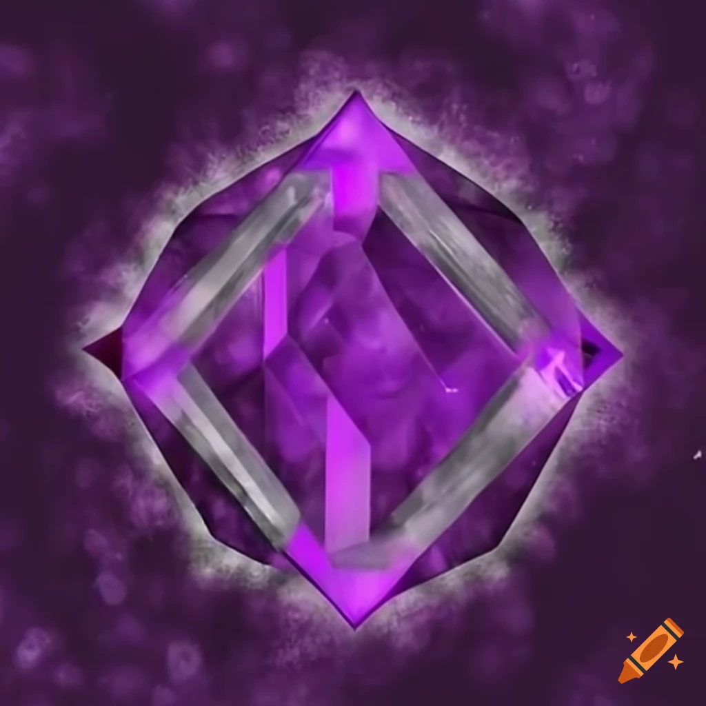 Purple crystal in the shape of the dungeons and dragons logo on Craiyon