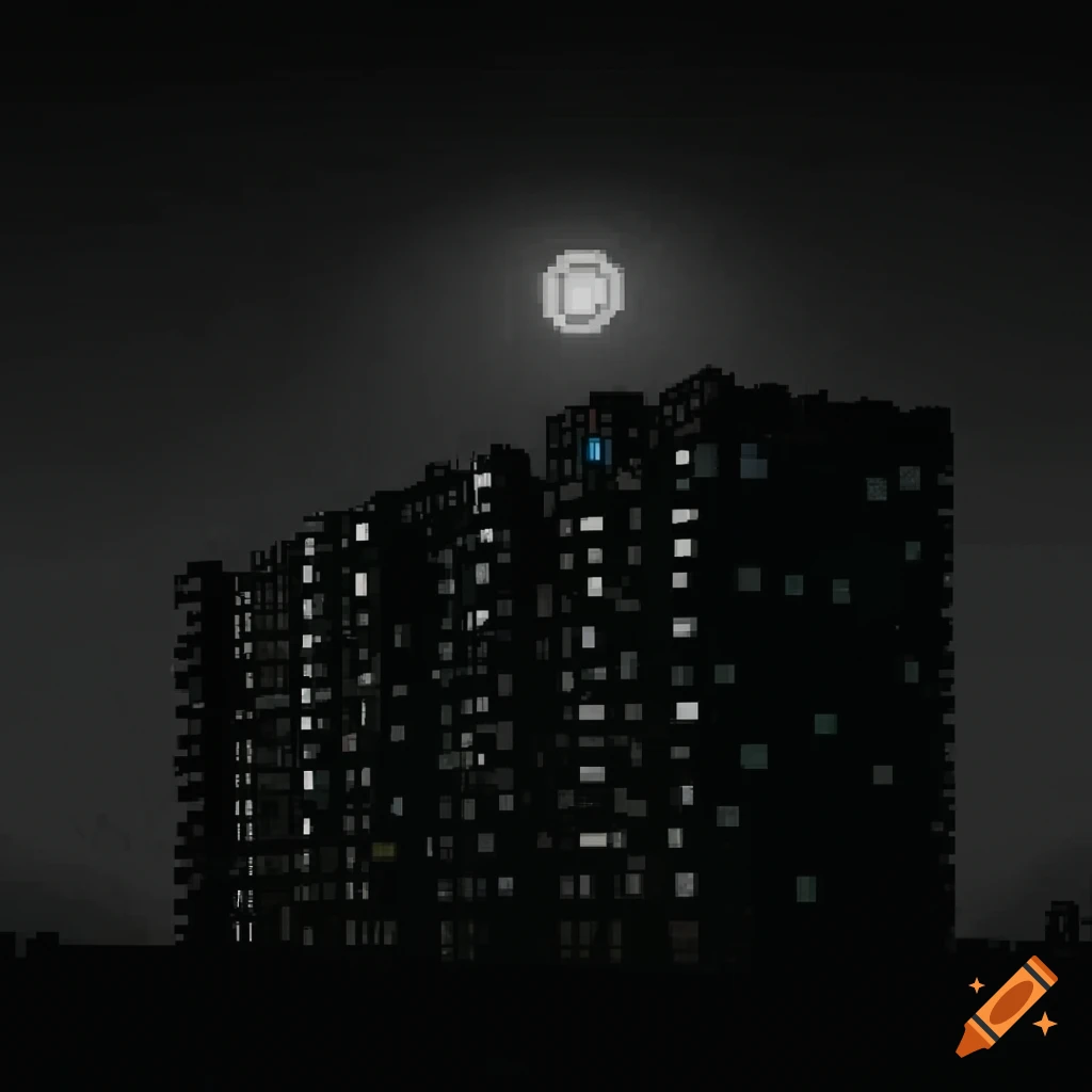 Dark and gloomy 8 bit pixel art of apartments in the city of norilsk on ...