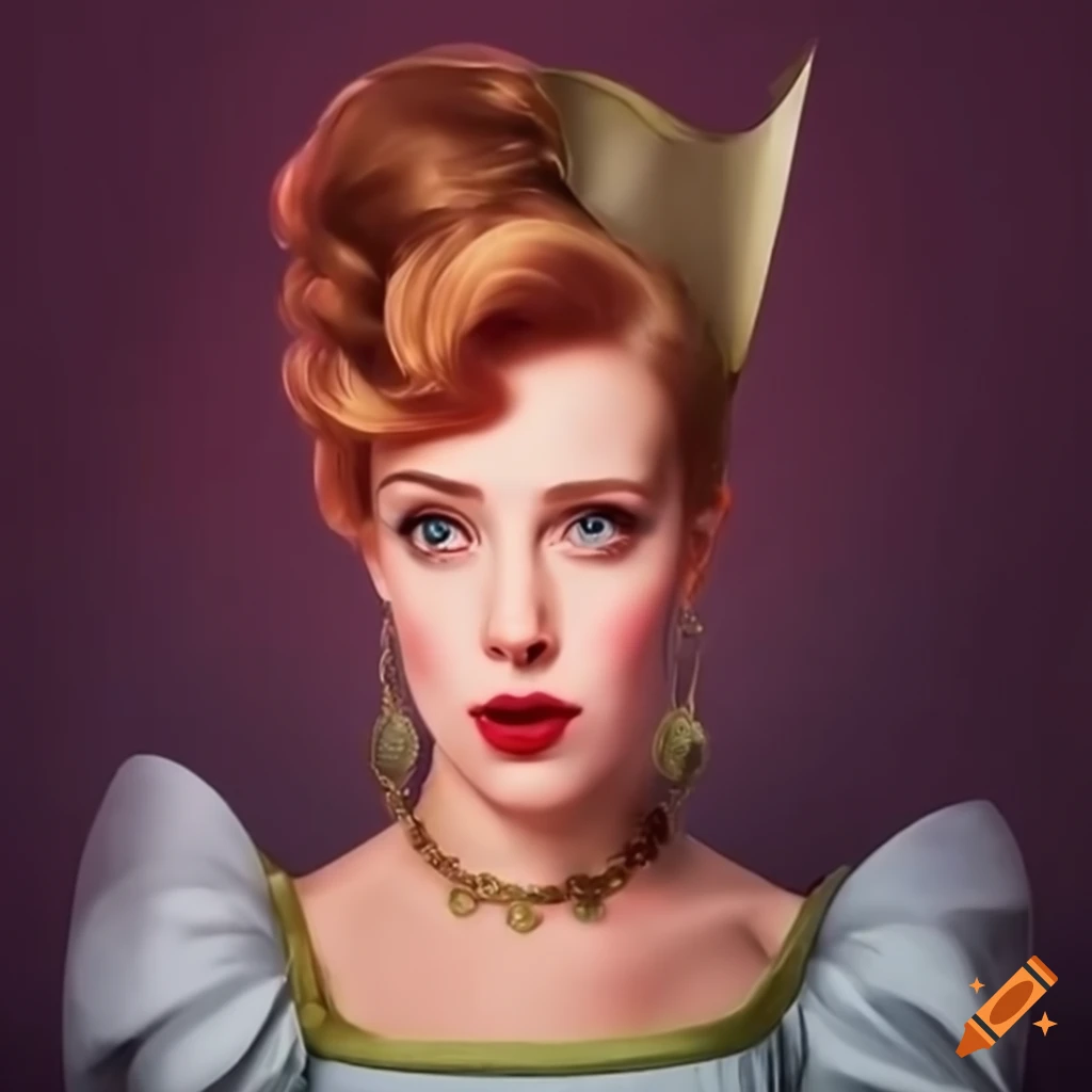 Young woman dressed as lady tremaine on Craiyon