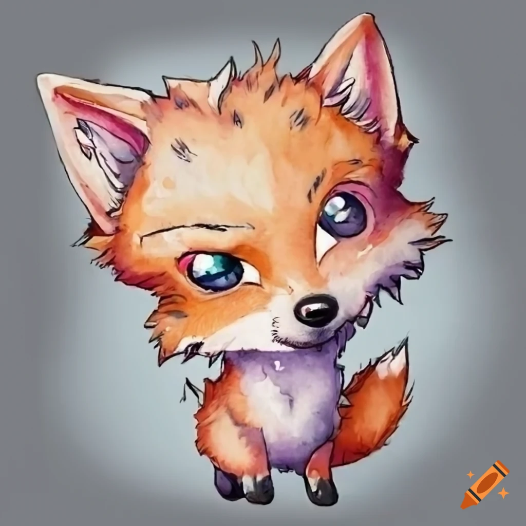 Chibi fox wolf hybrid illustration on Craiyon