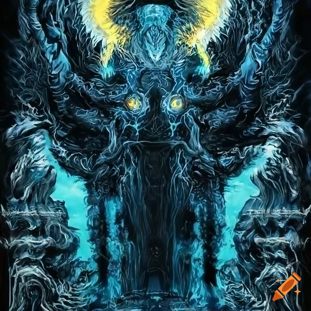 Jinmenju tree, black dragon Nidhogg, starscape, throne, Hades ...