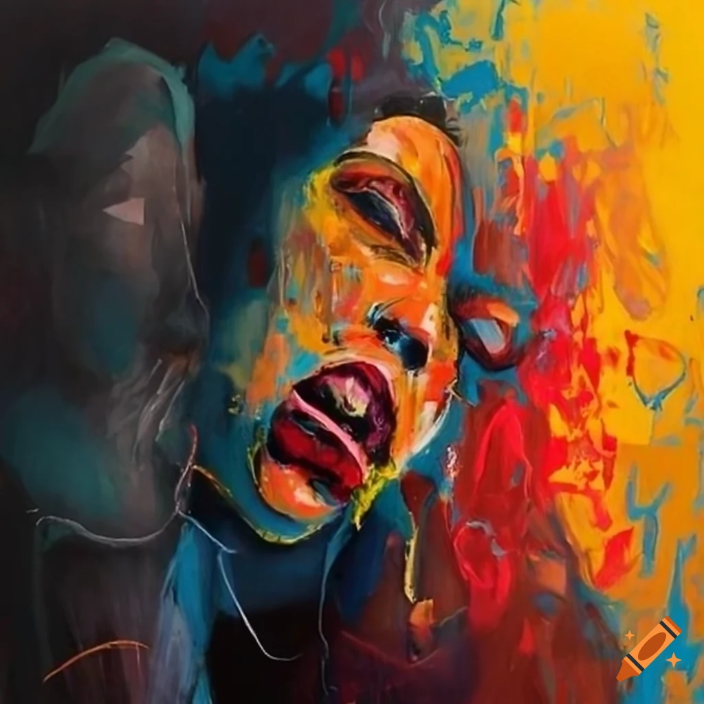 Abstract expressionism painting depicting a dramatic and intense ...