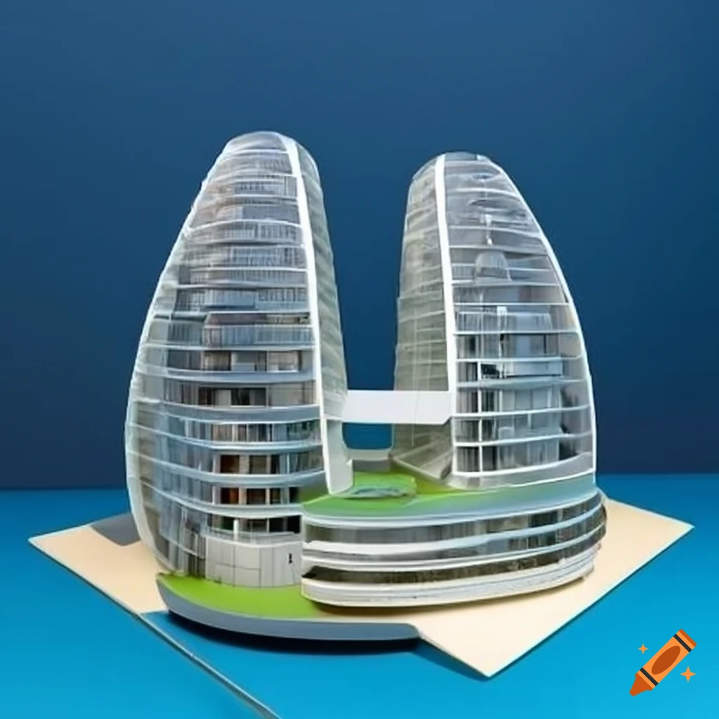 Model of a futuristic building on Craiyon