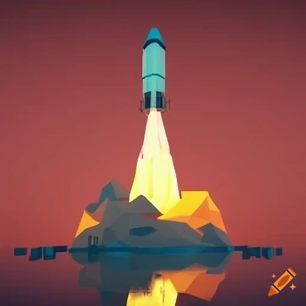 Low poly rocket launch on Craiyon