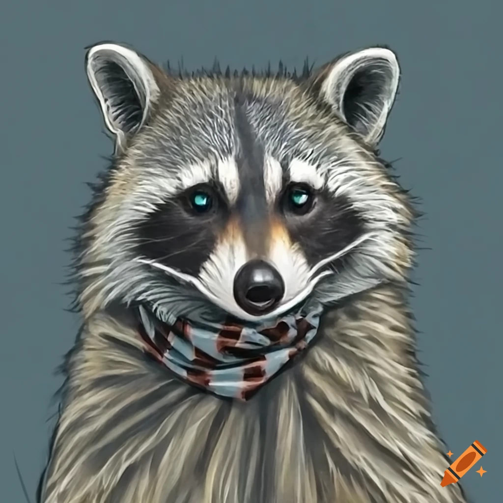 Raccoon wearing a bandana with a menacing look on Craiyon