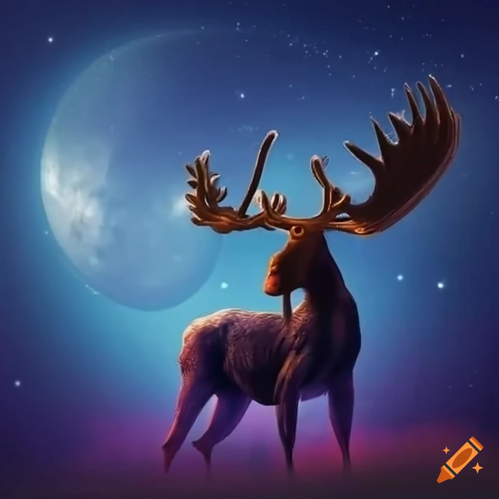 Alien moose ufo in the night sky on Craiyon