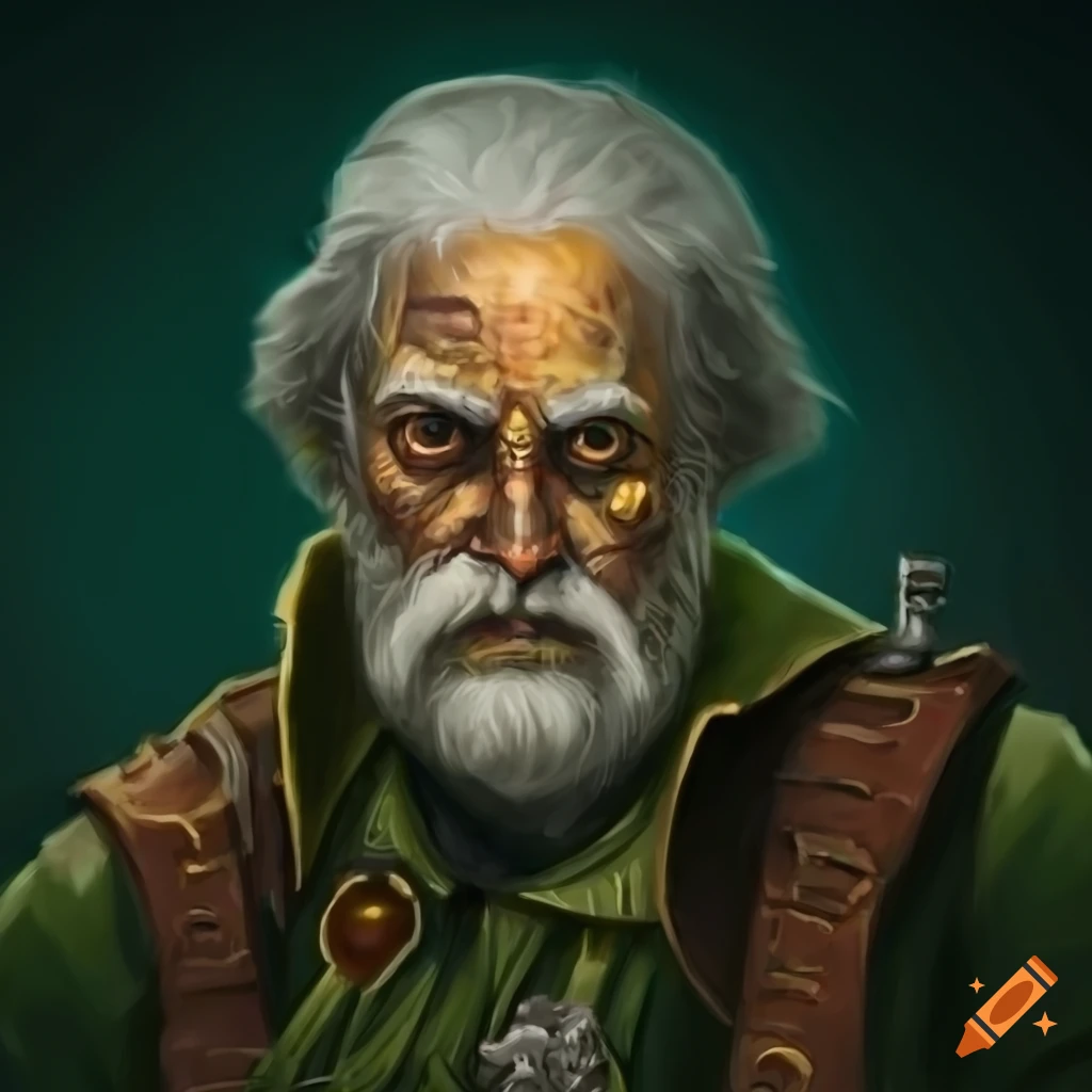 Regal portrait of aging rogue trader in warhammer 40k style on Craiyon
