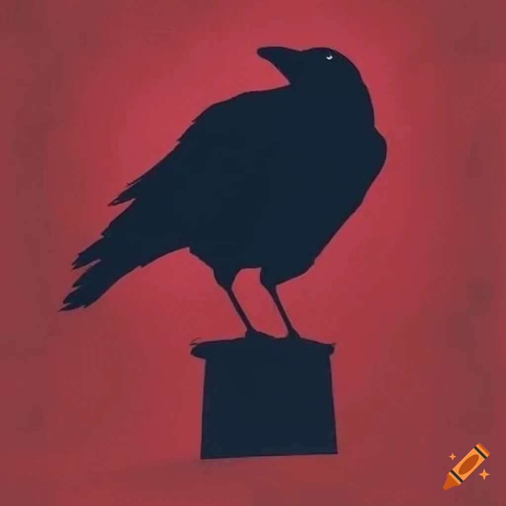 1920s style poster with silhouette of crow on red background on Craiyon