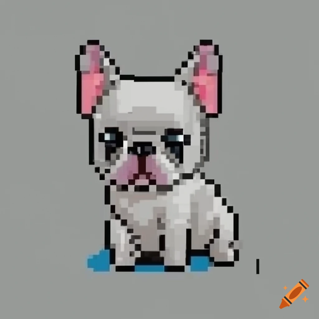 Adorable 16-bit white french bulldog pixel art on Craiyon