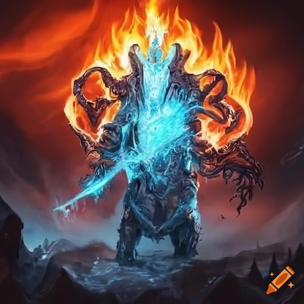 Ice god battling fire god on Craiyon