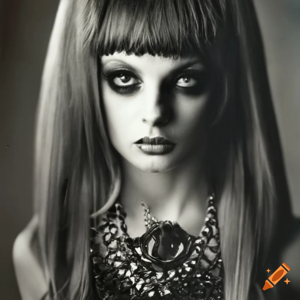 Hyper realistic portrait of a 1960s goth jean shrimpton on Craiyon