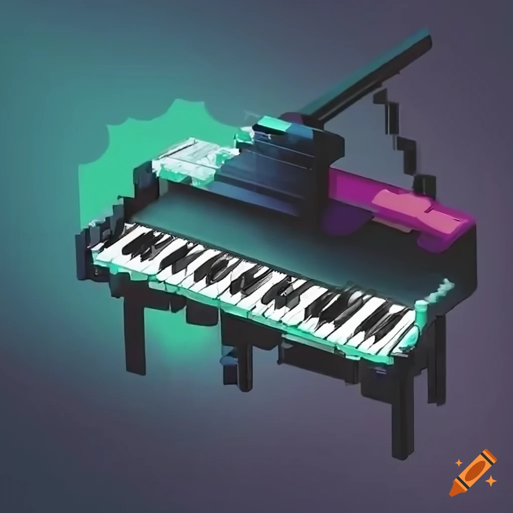 Pixel art of a piano on Craiyon