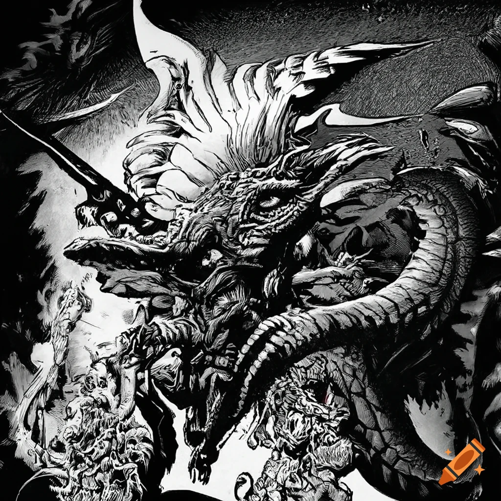 90's dark heavy contrast manga illustration by Akira Toriyama on Craiyon