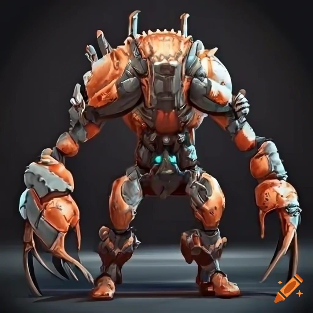 Armored sci-fi crab man warrior on Craiyon