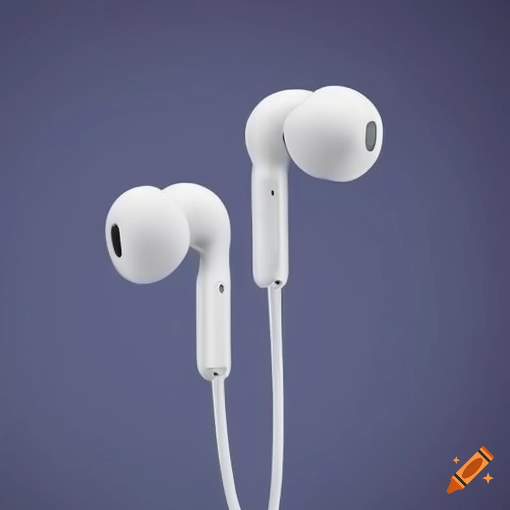 Stylized white earbuds for handheld apple products on Craiyon