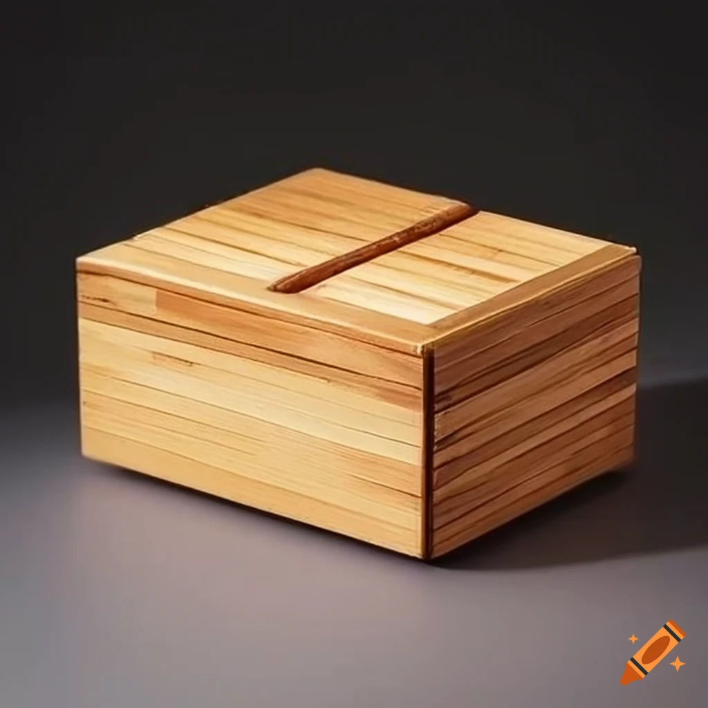 Rectangular bamboo box resembling a jewelry box on Craiyon
