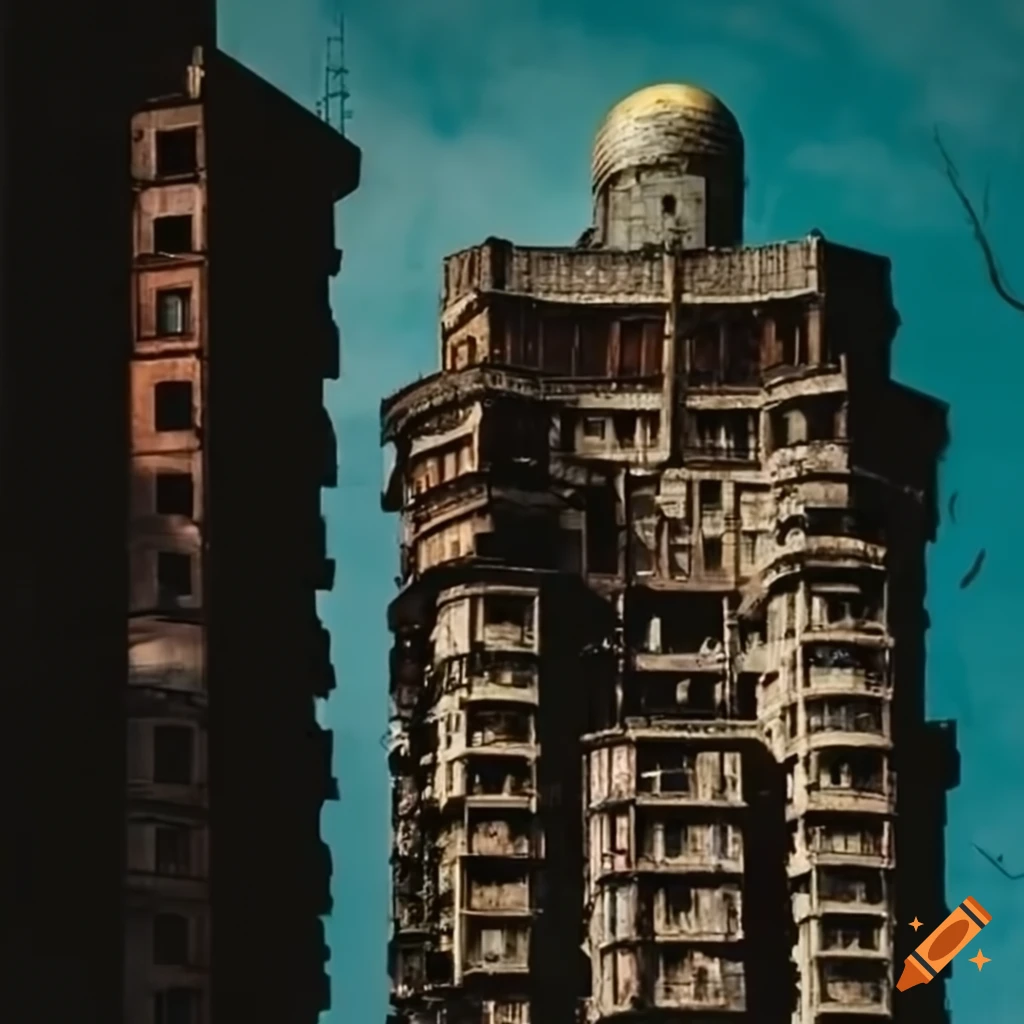 Abandoned soviet building in a post-apocalyptic setting on Craiyon