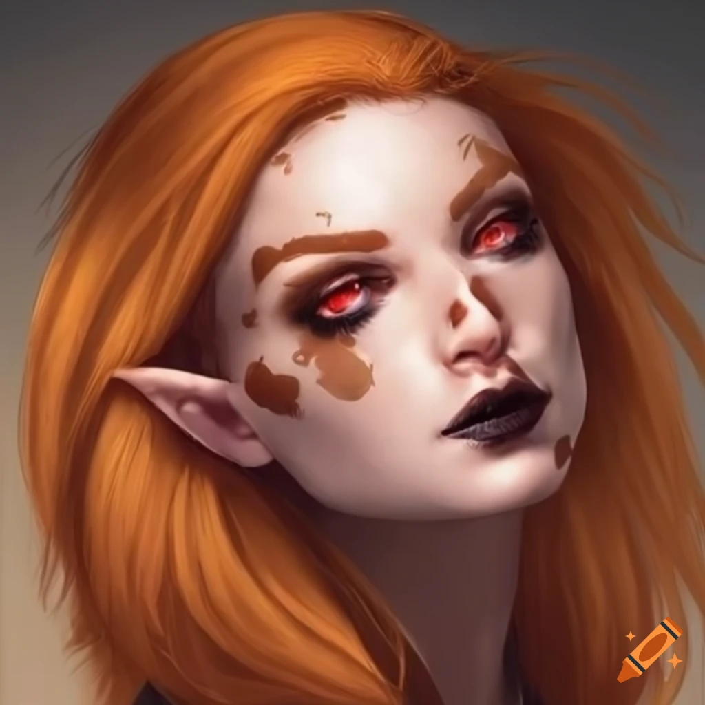 Elf fighter with ginger hair and almond skin in comfortable style on ...
