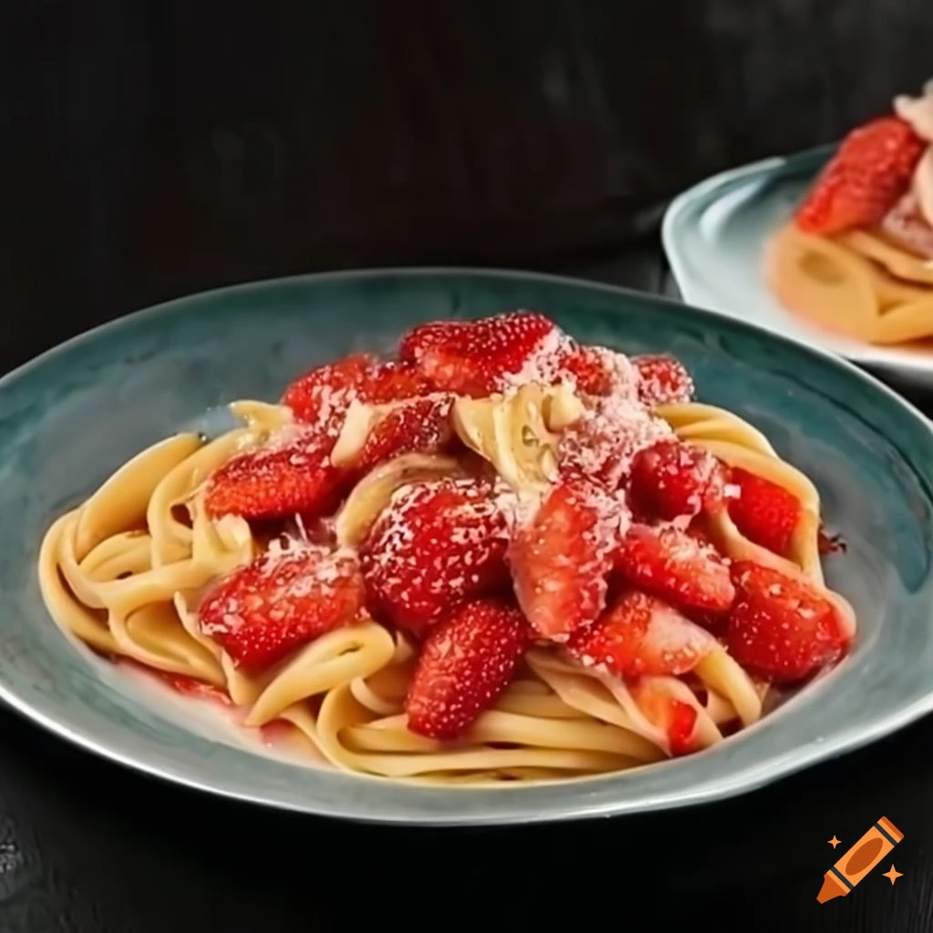 Delicious strawberry pasta with sauce on Craiyon