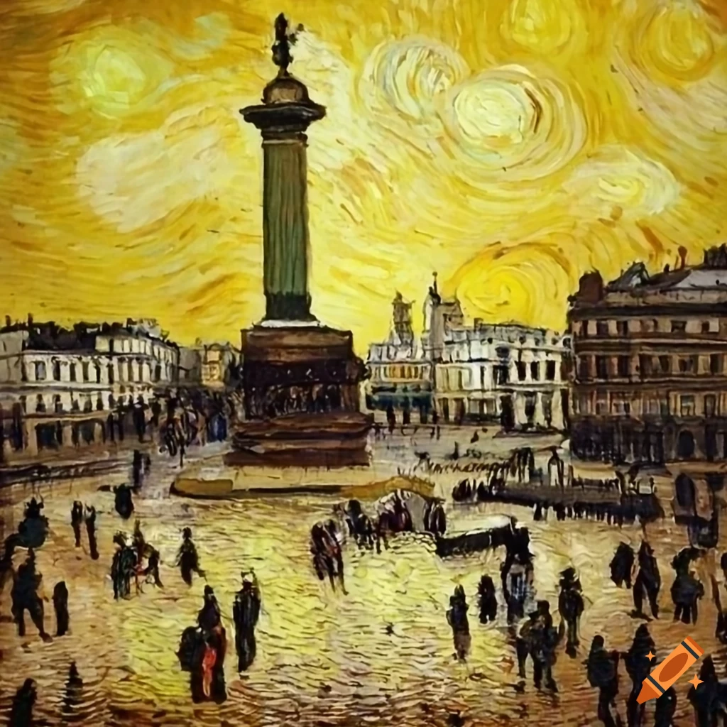 Trafalgar square in london painted in the style of vincent van gogh on ...