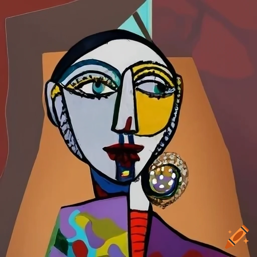 Abstract portrait of a woman in picasso's style on Craiyon