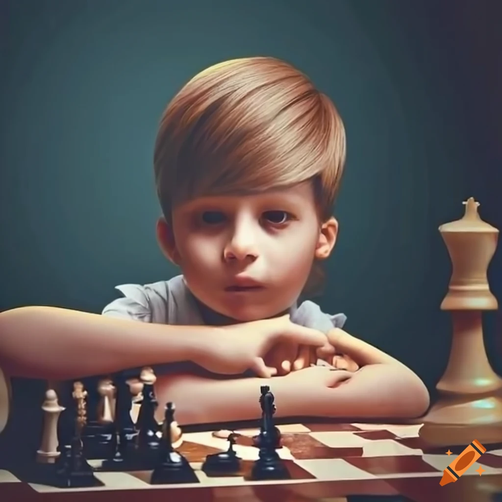 Kid playing chess on Craiyon