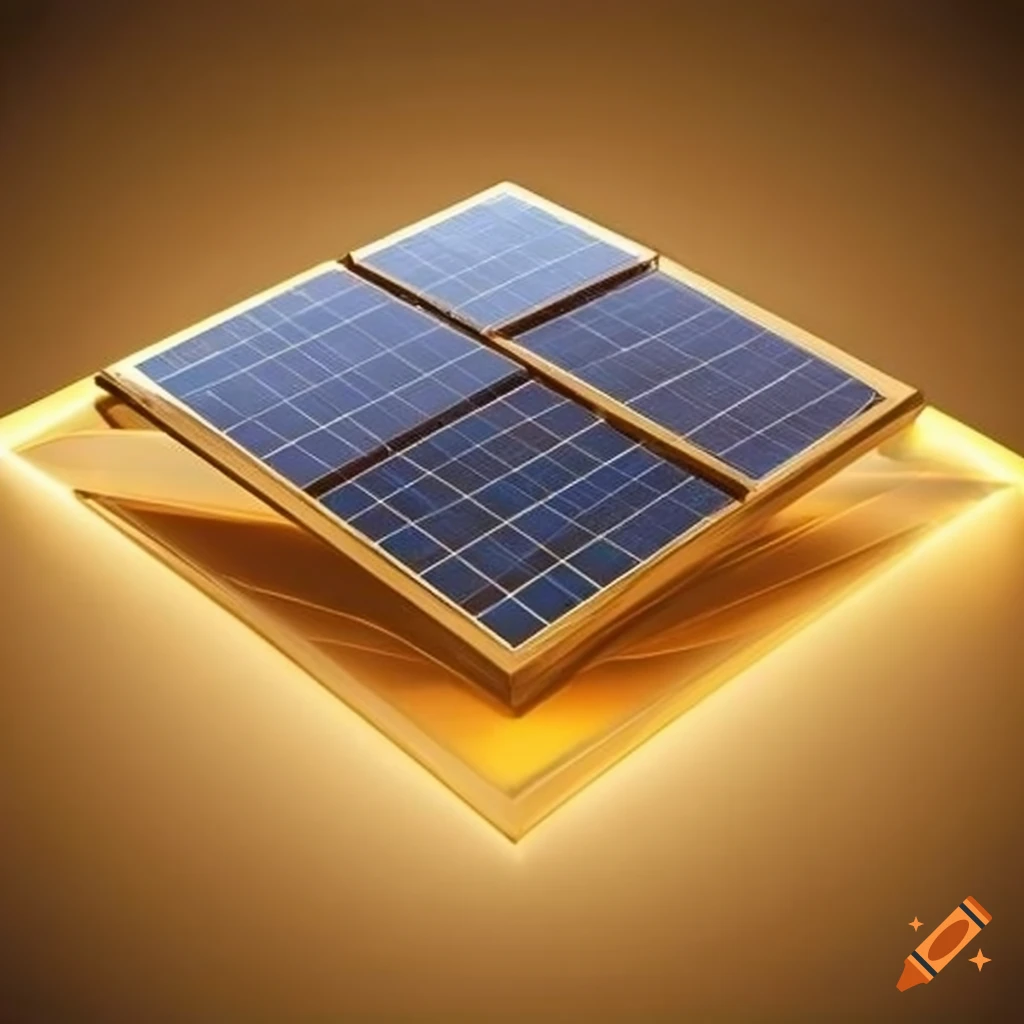 Golden solar panel in a glass box on Craiyon