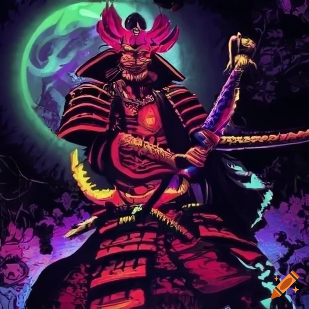 Psychedelic anime samurai on Craiyon