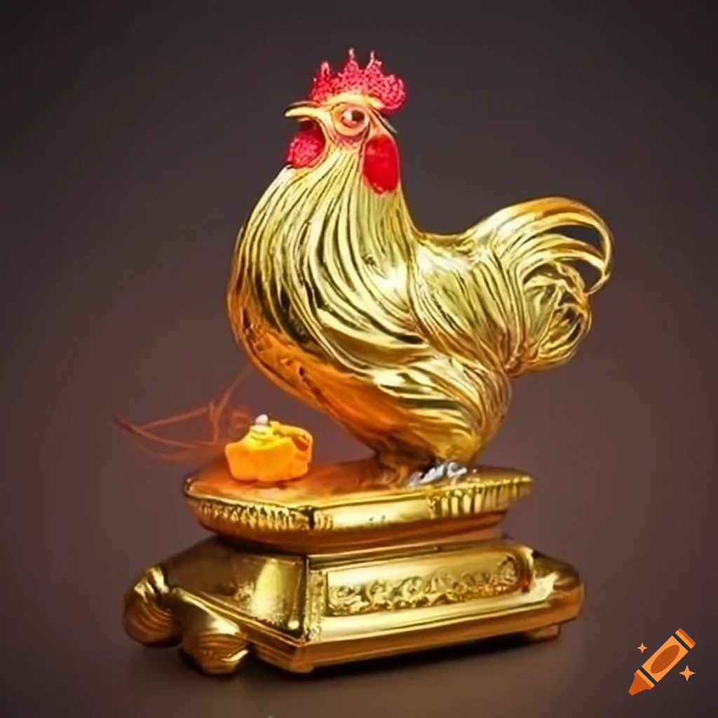 Golden chicken representing feng shui luck on Craiyon