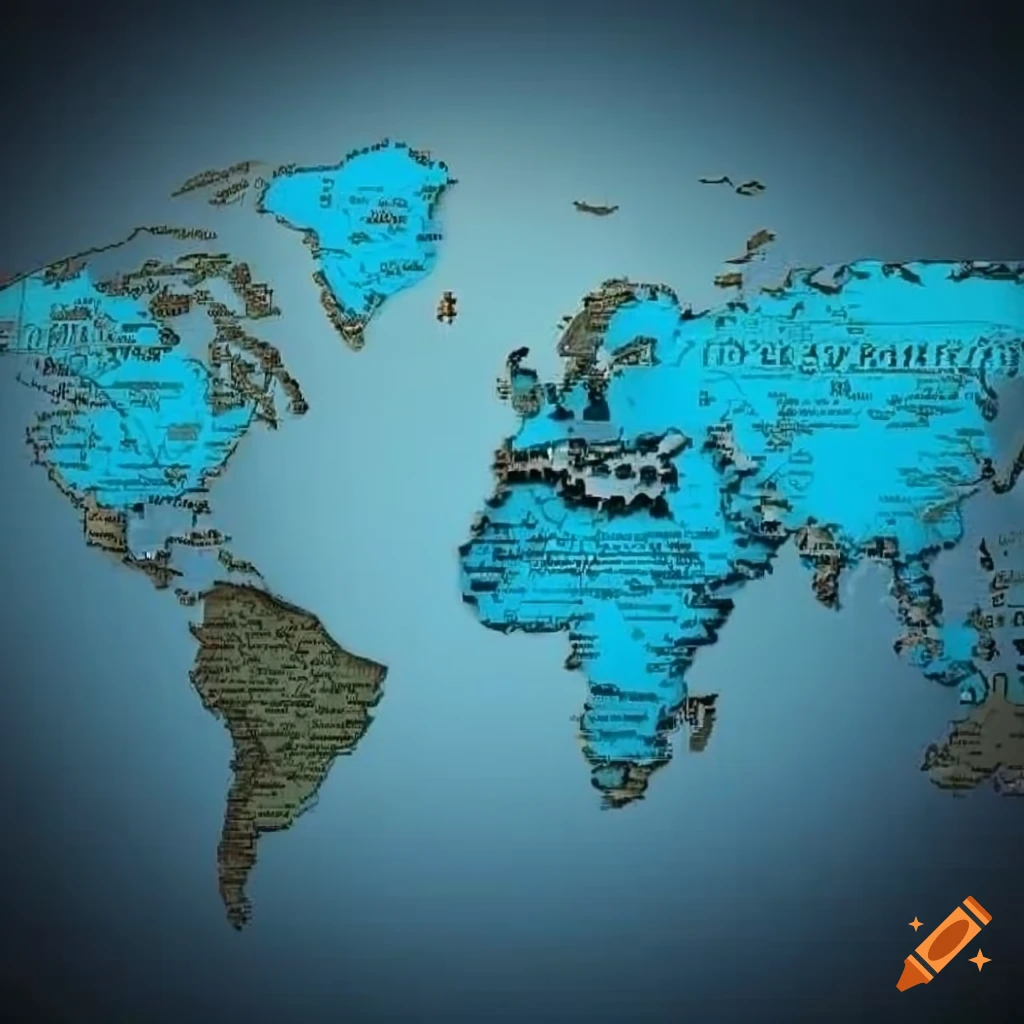 World map showing major ports on Craiyon