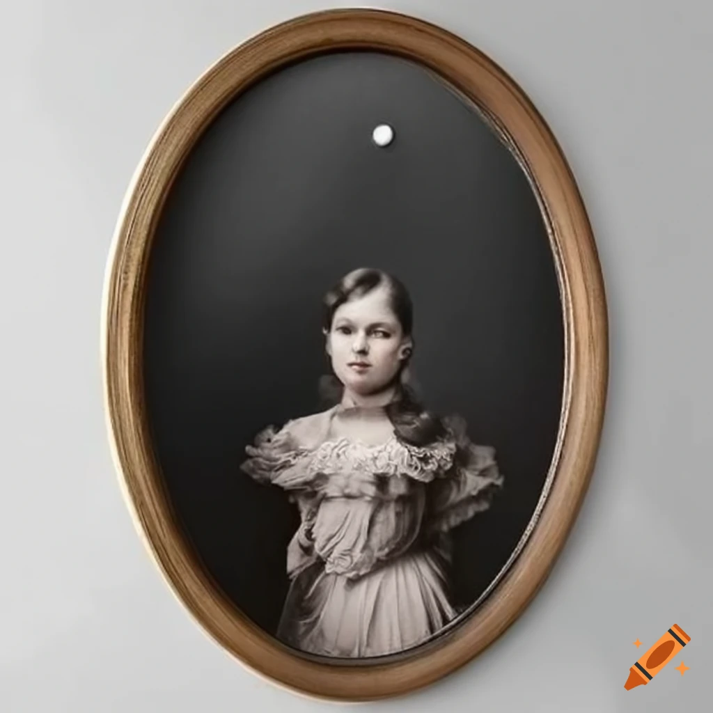 Monochrome victorian portrait in oval frame on Craiyon