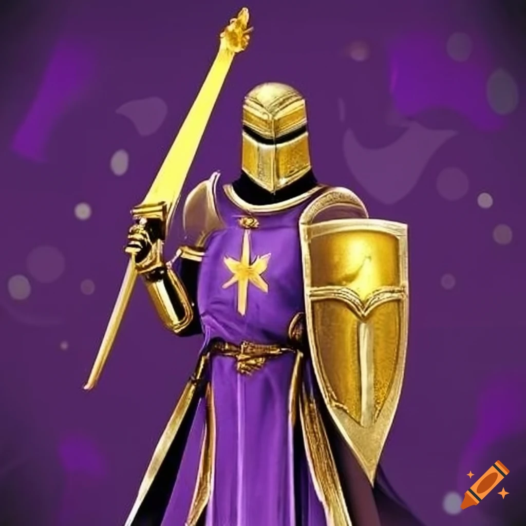 Purple and gold crusader on Craiyon