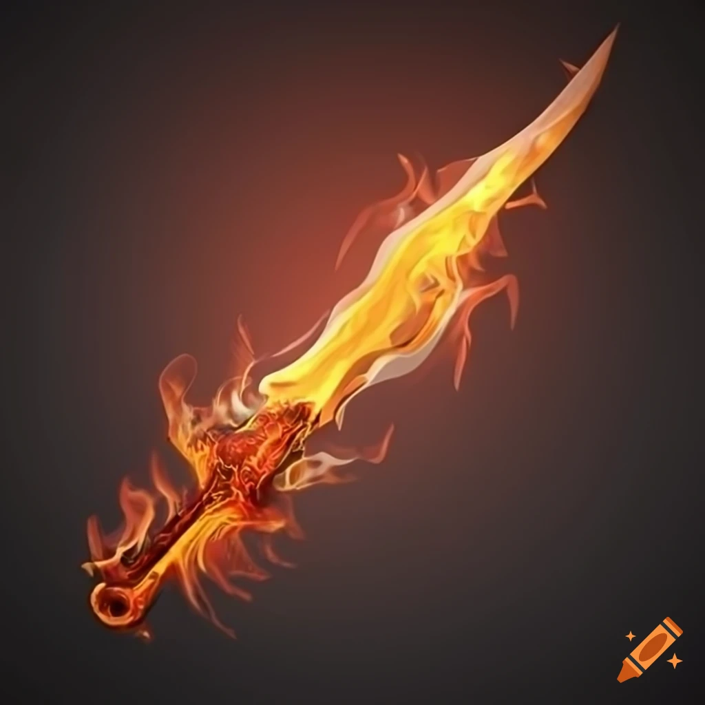 Spiked fire sword digital art with detailed design on Craiyon