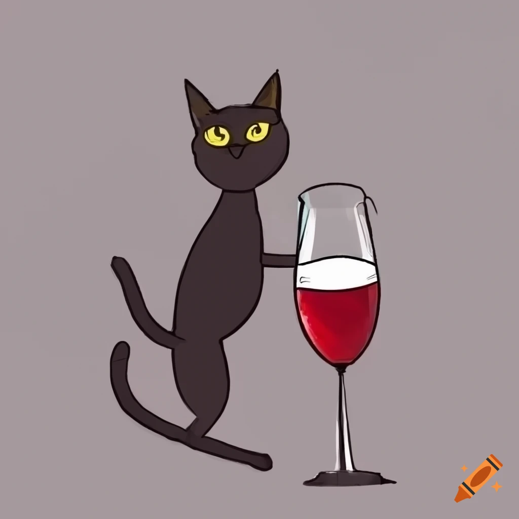 Snobby cat raising a glass of wine on a light background on Craiyon