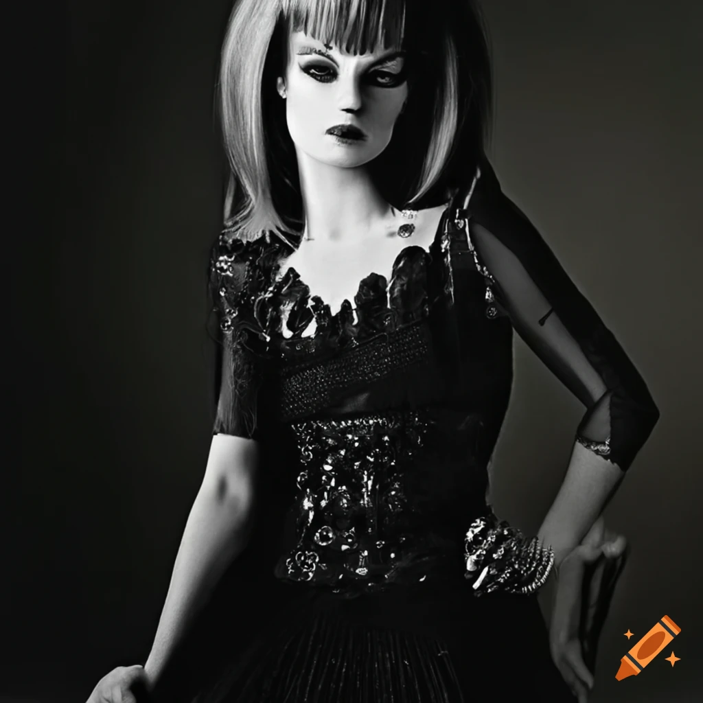 Hyper realistic portrait of a 1960s goth attire jean shrimpton on Craiyon