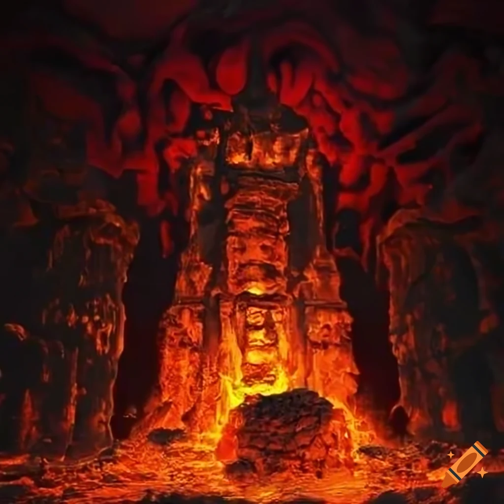 Temple surrounded by lava on Craiyon