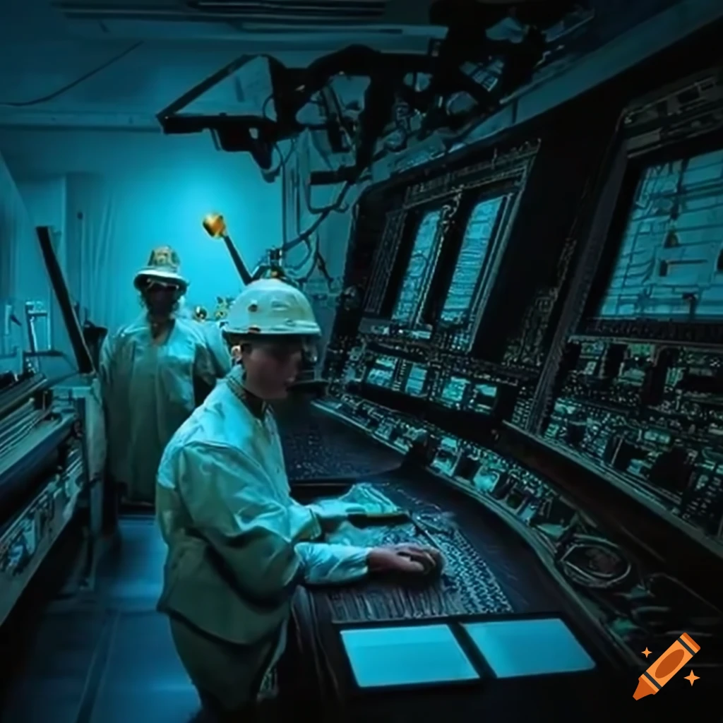 Competent workers in the control room of a nuclear power plant on Craiyon
