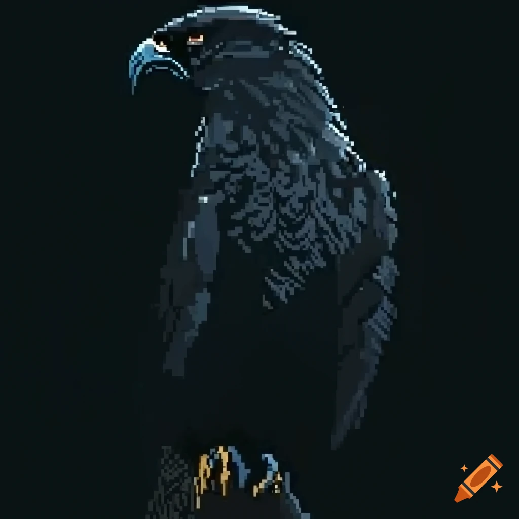 Black eagle pixel art icon on Craiyon