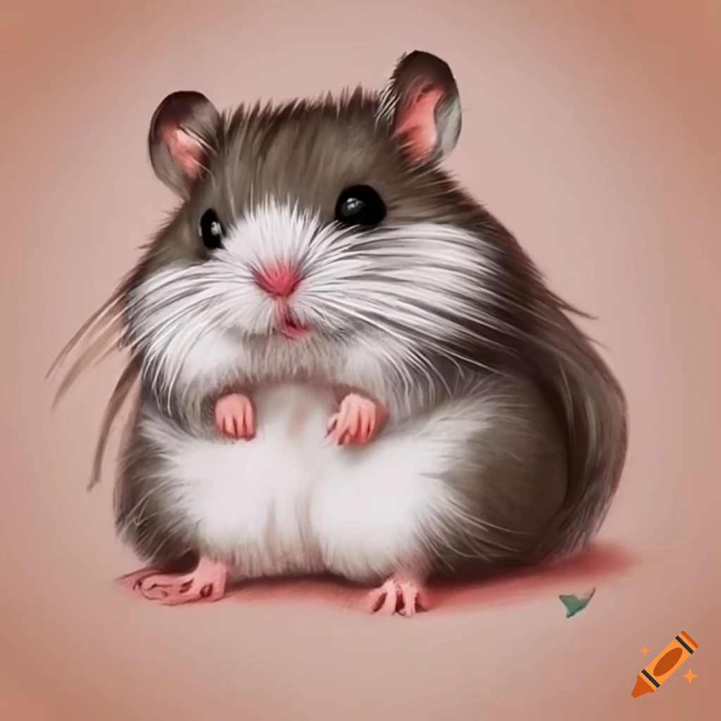 Fluffy hamster pencil drawing on Craiyon