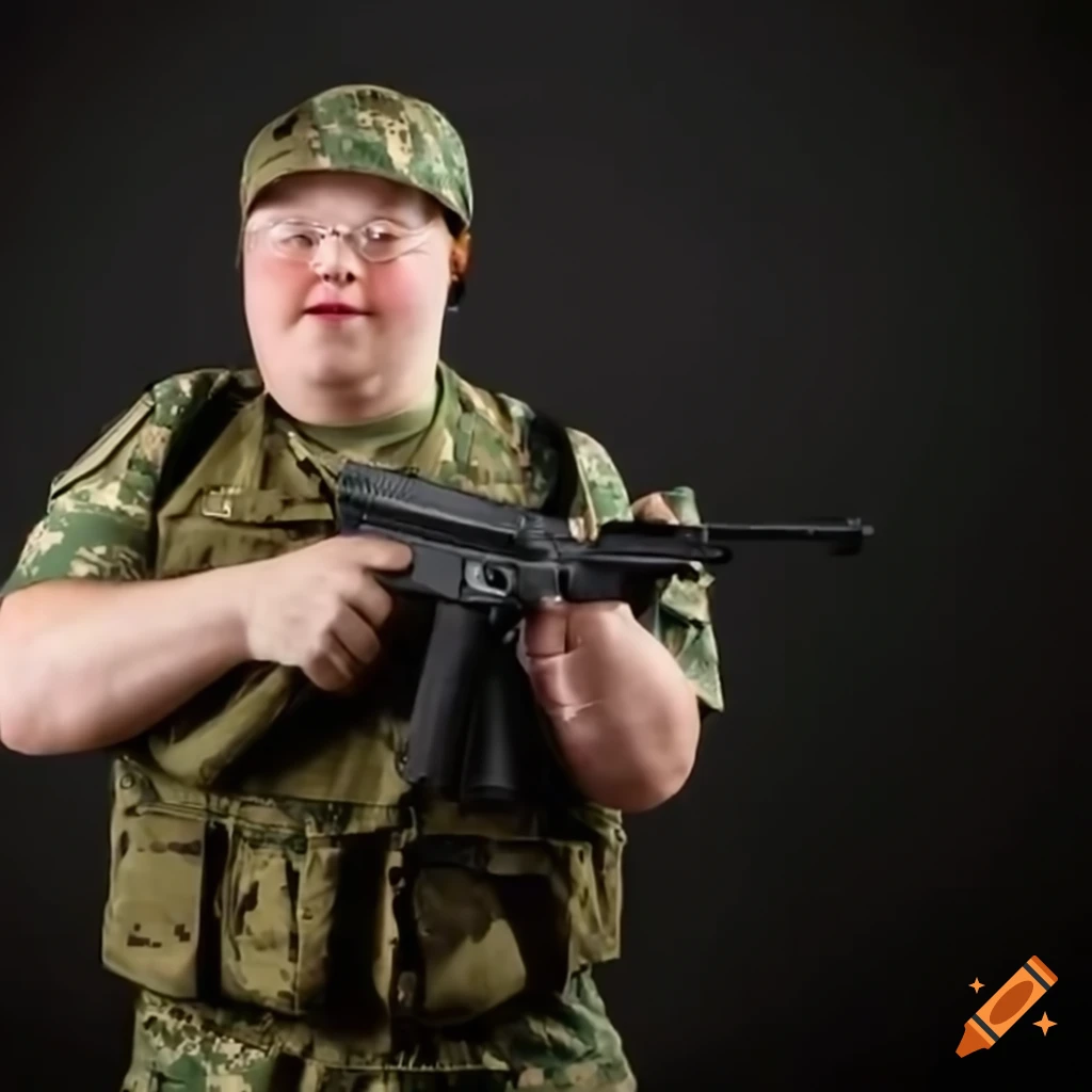 Man in military uniform holding a gun on Craiyon