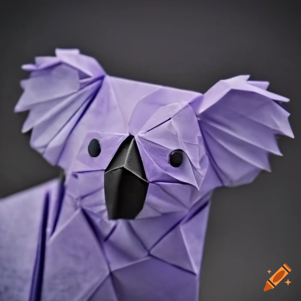 Purple koala origami on Craiyon