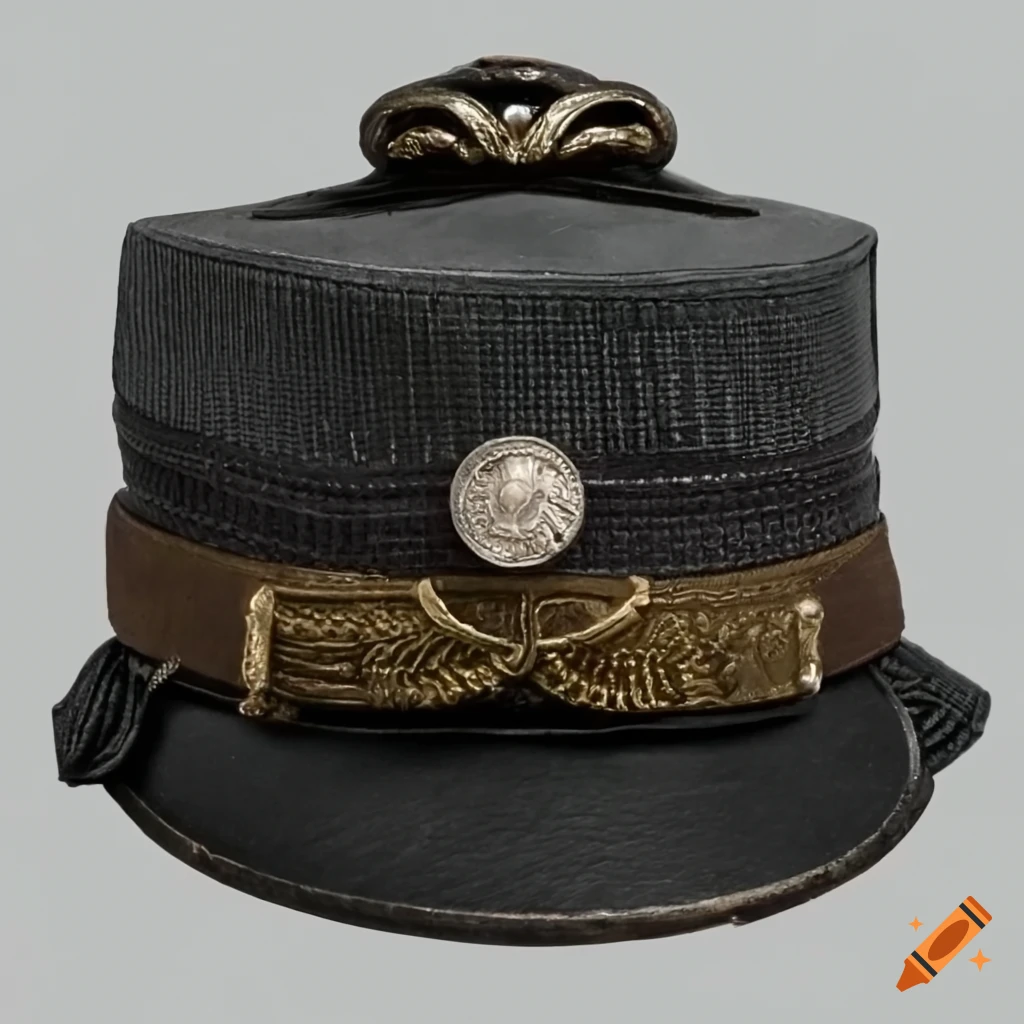 Black military Tam o' Shanter with trim and silver medallion on Craiyon
