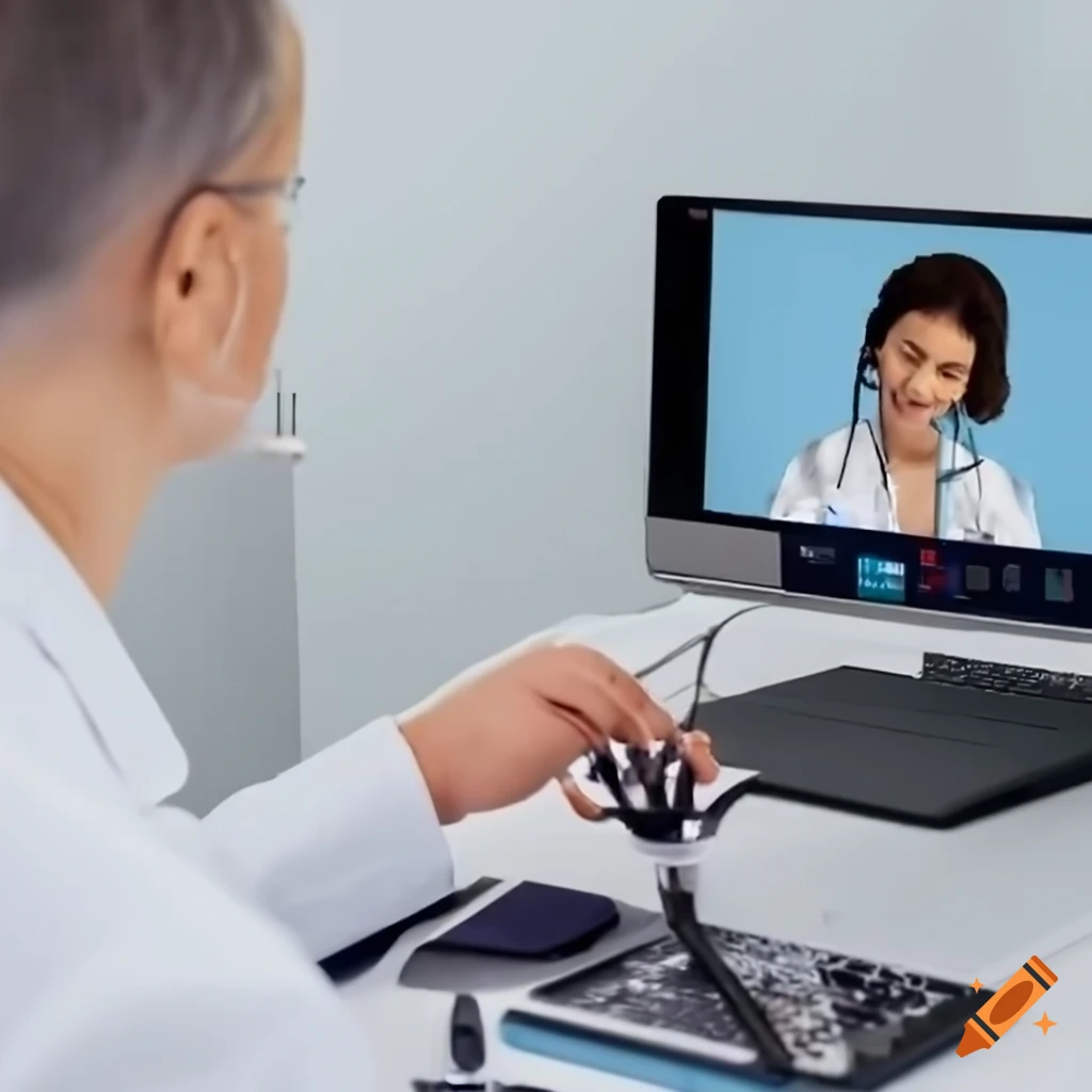 Doctor attending virtual humanized consultation on Craiyon