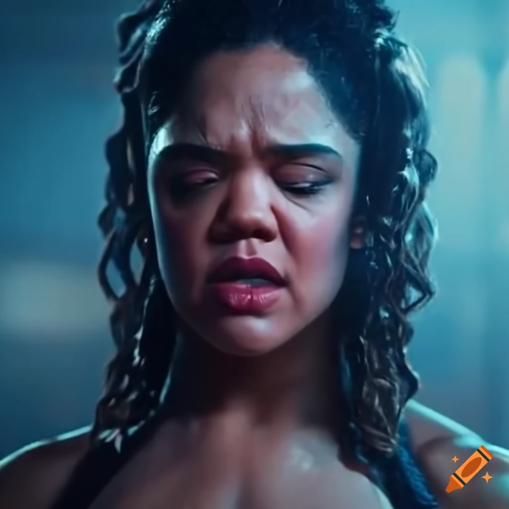 Tessa Thompson portraying a bruised martial fighter in the arena movie ...