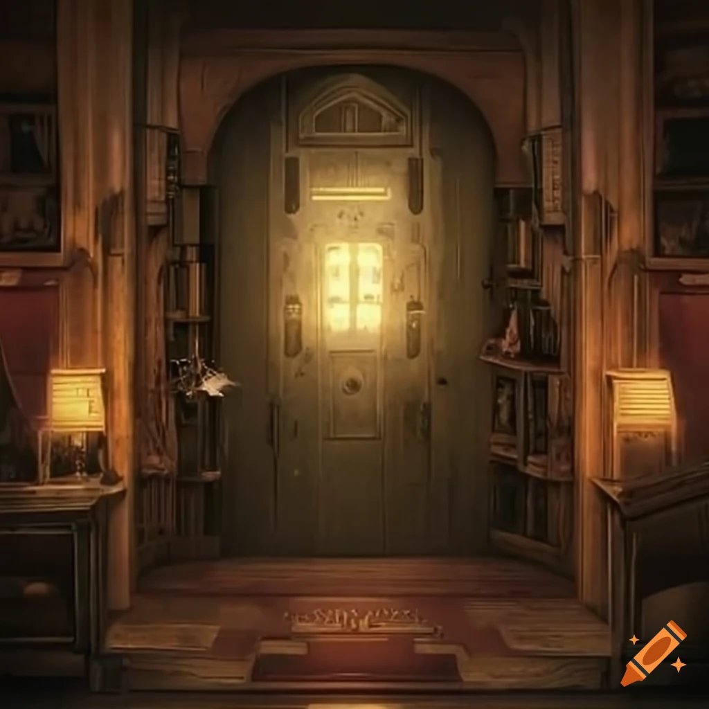 Old academia witch study room with encyclopedias and a big notebook ...