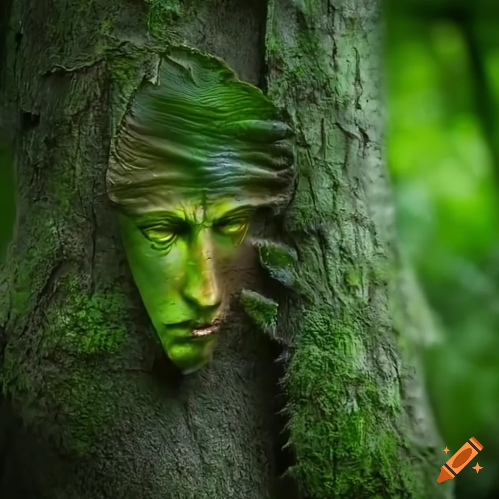 Greenman concealed in the depths of a forest on Craiyon