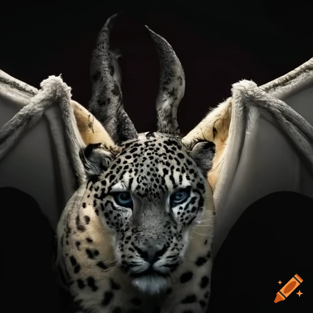 Snow leopard with dragon features on Craiyon